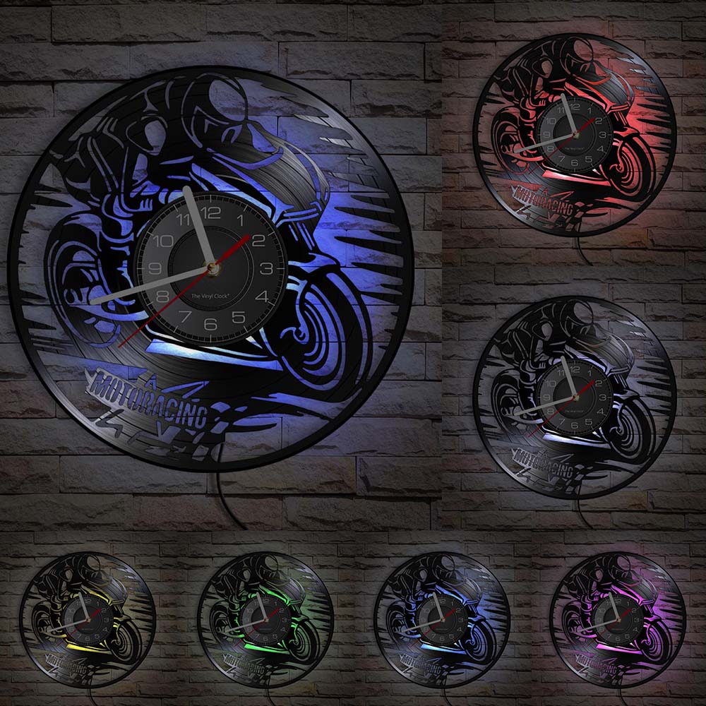Motorcycle Wall Clock Racing Driver (LED) | Biker's Den – Antre du Motard